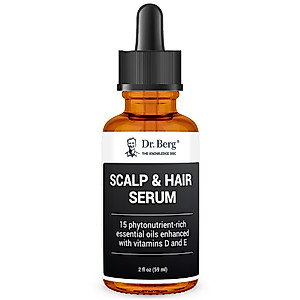 Dr. Berg (All In One) Hair Serum with Jojoba Oil & Castor Oil For Fuller Thicker Looking Hair | Contains 15 Plant-Based Natural Hair Oils | Enhancement with Vitamin E & D | 2 fl oz
