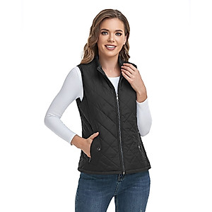 LONGKING 2025 Upgraded, Women's Outwear Vest With One Inner Pocket - Stand Collar Lightweight Zip Quilted Vest for Women