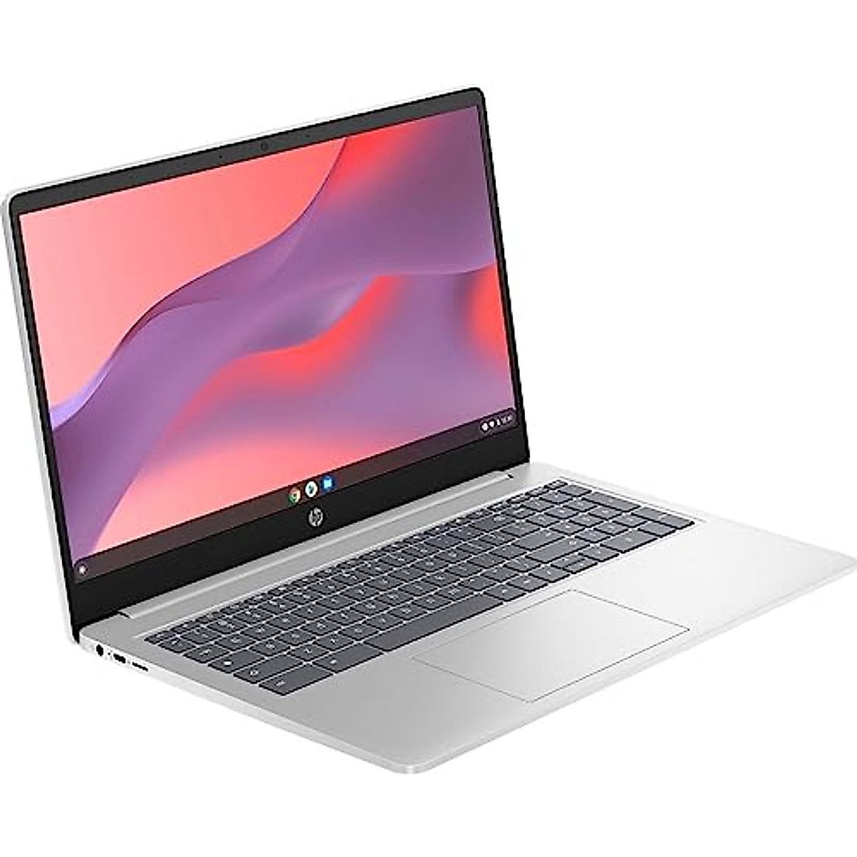 HP 2023 Newest 15.6" HD Chromebook, Intel Quad-Core Processor, LPDDR5 8GB RAM, 64GB eMMc, Webcam, Numeric Keyboard Home & Student Laptop, Chrome OS, Natural Silver