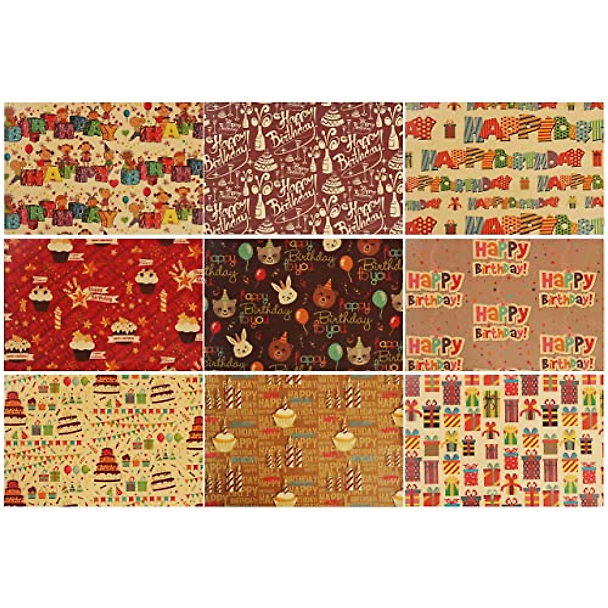 Birthday Wrapping Paper.9 Different Types of Gift Wrapping Paper（Each 27.5 x19.7 inches/70×50cm）.Birthday Wrapping Paper For Boys Men Women Girls Kids.…