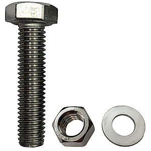 3/8" -16 x 2". 304-STAINLESS STEEL BOLTS, NUTS & WASHERS - 18-8 HEX HEAD Bolt - 304 Grade. General Purpose (10) Bolts + (10) Nuts + (10) Washers