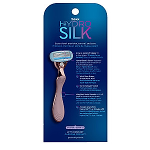 Schick Hydro Silk Rose Gold Metal Razor for Women | Womens Razors, Travel Razor, 5-Blade Razors for Women | 1 Handle & 2 Razor Refills