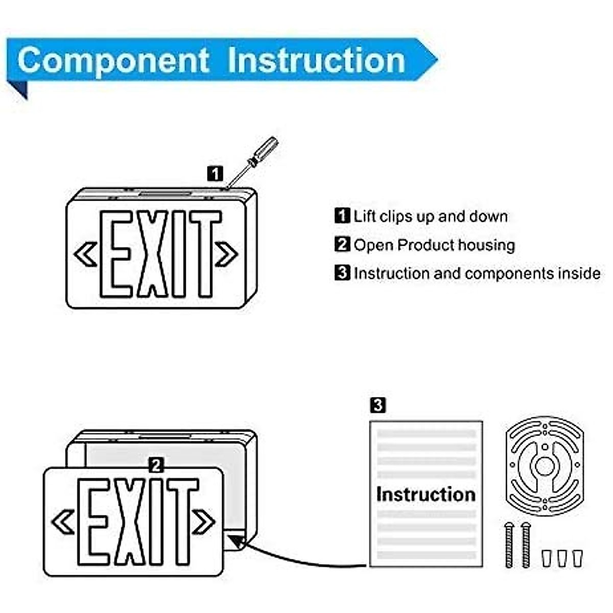 EXITLUX 2 Pack Green Led Emergency Exit Lights with Battery Backup-UL Listed 120/227VAC Double Face- Exit Sign with Emergency Lights-Plug in Emergency Battery Exit Lights.