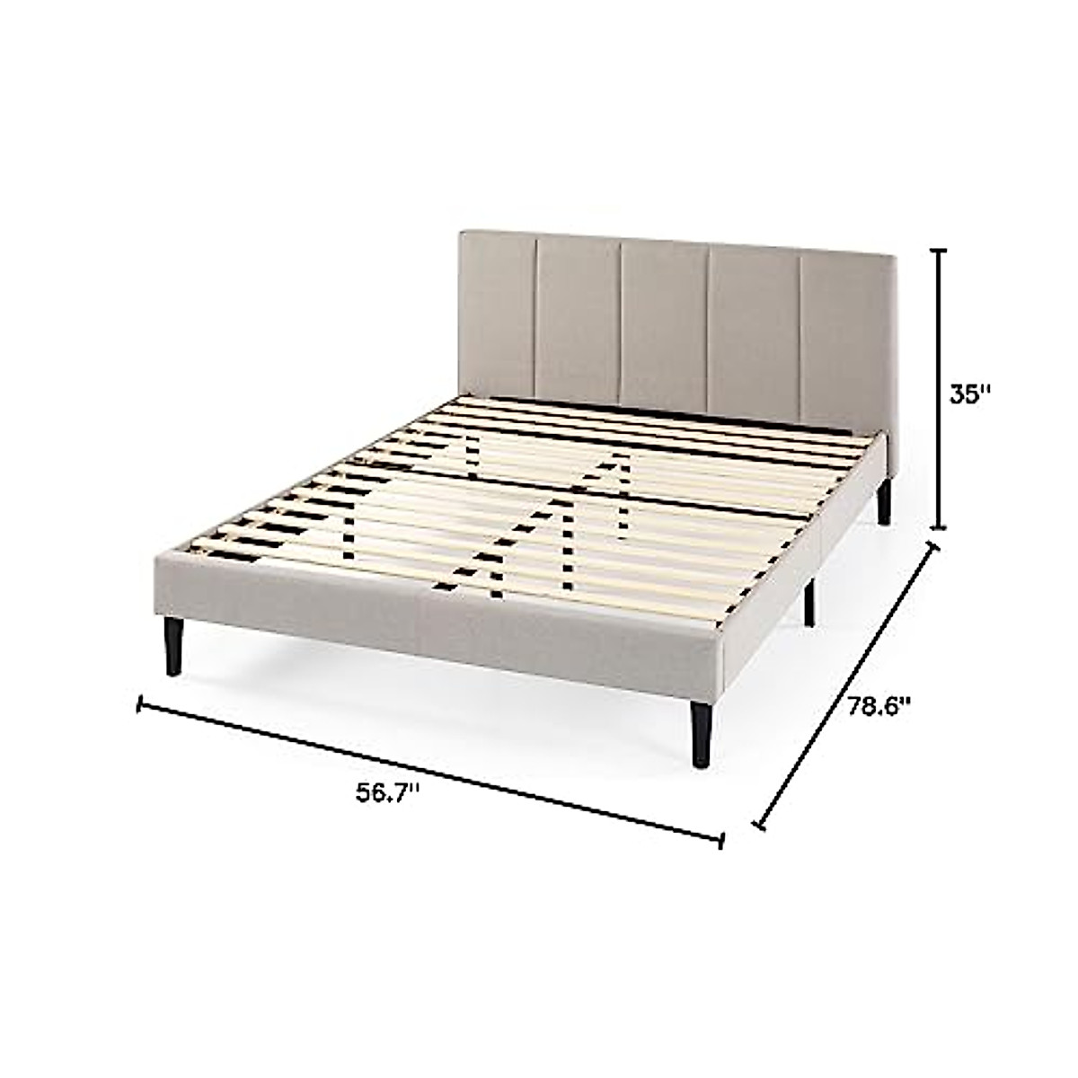 ZINUS Maddon Upholstered Platform Bed Frame, Mattress Foundation, Wood Slat Support, No Box Spring Needed, Easy Assembly, Beige, Full