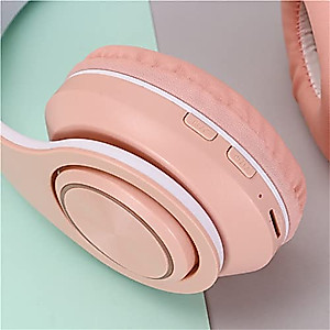 Onlyliua Over-Ear Bluetooth Headphones, Colorful Atmosphere Lamp, Wired and Wireless Dual-Mode, Built in Microphone, Hi-Res Audio, Memory Foam Foldable Headphones, for Gaming, Sport