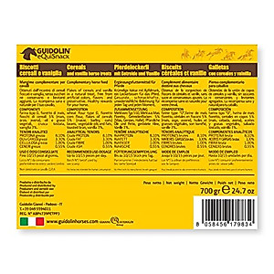 GUIDOLIN EQUISNACK Horse Natural Treats with Superfoods and Real Fruit Pieces, No Sugar Added, Handmade in Italy - 1,54 LB (Vanilla and Cereals)