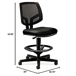 HON 5715SB11T Volt Series Mesh Back Adjustable Leather Task Stool, Black