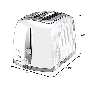 BLACK+DECKER TR1250WD Honeycomb Collection 2-Slice Toaster with Premium Textured Finish, White