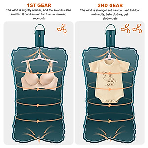 Portable Cloth Dryer Travel Cloth Dryer with Large Drying Bag 17.9x5.8in Foldable Electric Cloth Drying Rack Small Cloth Dryer Suitable for Swimwear, Socks, Tank Tops, Panties, Underwear, Baby and Pet