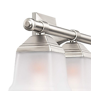 Eurus Home 3-Light Bathroom Vanity Light Fixture Brushed Nickel Bathroom Lighting Fixture W/Frosted Milk Glass Shade