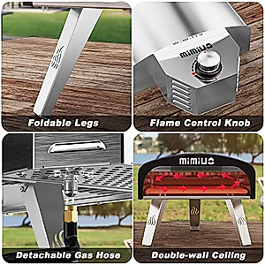 Mimiuo Outdoor Gas Pizza Ovens Portable Stainless Steel Gas Pizza Grilling Stove with 13" Pizza Stone & 12 x 14 inch Foldable Pizza Peel - (Classic G-Oven Series)