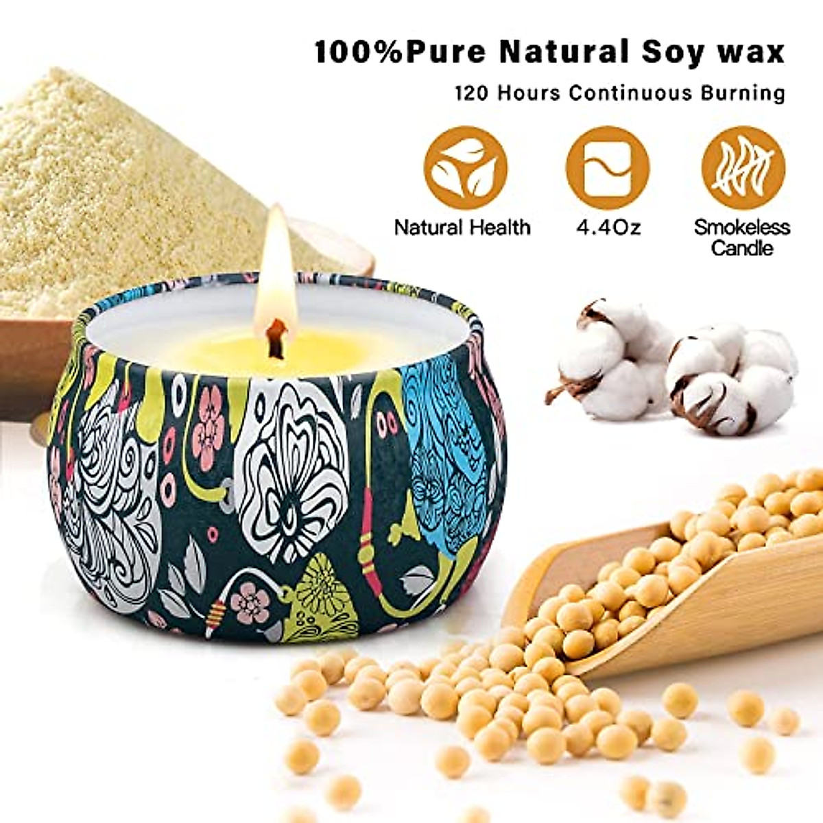 Scented Candles Gift Set, 120 Hour Long Lasting Aromatherapy Candle, Soy Candles, Candle Gift Set for Bath,4 Pack 4.4 oz, Candle for Scented, Lavender, Rosemary, Freesia, Orange Blossom