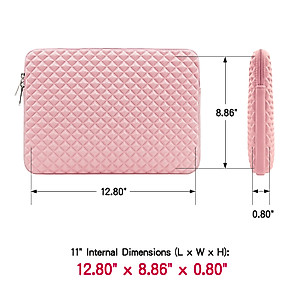 RAINYEAR 11 Inch Laptop Sleeve Diamond Foam Shock Resistant Neoprene Case Fluffy Lining Cover Carrying Bag Compatible with 11.6'' MacBook Air Surface for 11" Chromebook Computer Tablet Notebook (Pink)