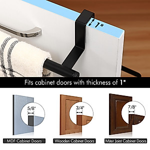 KES Cabinet Door Organizer with Towel Bar, Kitchen Cabinet Organizer with Towel Holder Cutting Board Organizer for Kitchen, Over The Cabinet Door Organize with Towel Rack Matte Black, KUR520-BK