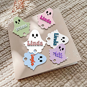 40/30 oz Personalized Ghost Tumbler Topper, Tumbler Cup Accessory, Boo Tumbler Name Tag, Halloween Tumbler, Name Plate