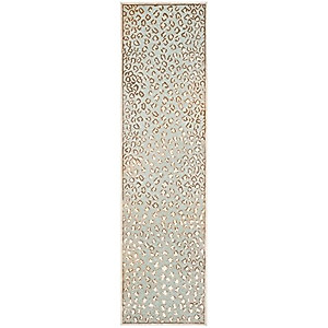 SAFAVIEH Paradise Collection Area Rug - 5'3" x 7'6", Stone & Aqua, Animal Print Viscose Design, Ideal for High Traffic Areas in Living Room, Bedroom (PAR84-3470)