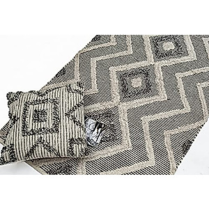 CHARDIN HOME 3x5 Cotton Boho Rug Grey and Ivory | Modern Farmhouse Throw/ Bath Rug for Bathroom Bedroom Kitchen entryway and More | Machine Washable high Low Textured Area Rug