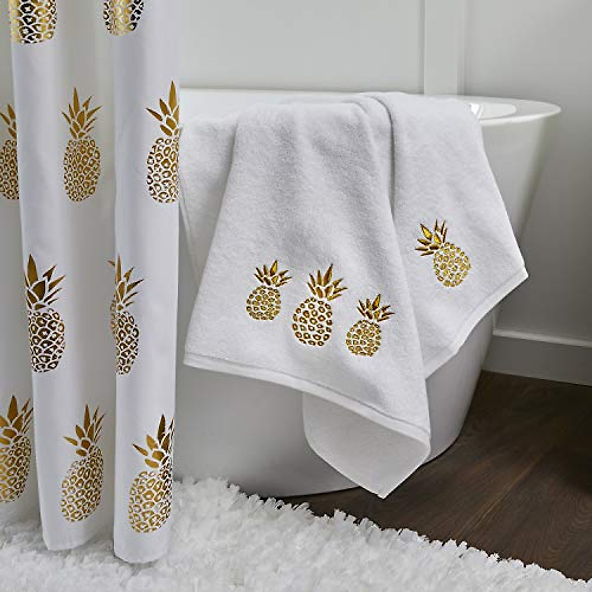 SKL Home by Saturday Knight Ltd. Gilded Pineapple Hand Towel (2-Pack), White, Small
