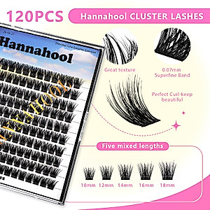 Large Tray,10-20mm to Choose DIY Eye Lashes Extensions 120 Cluster Wide Stem Eyelashes Soft and Lightweight Individual False Eyelashes Dramatic Look (20mm)