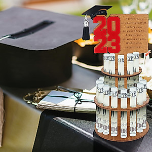 2023 New Graduation Gift Money Holder, DIY Double-Layer Cash Holders with 25 Holes，Creative Converting Congrats Grad Card Holder Money Cake for Graduation Party(Red)