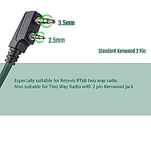 Retevis RT68 Walkie Talkies Earpiece with Mic, 2 pin Soft Earhook Headset Police Earpiece; Compatible with Retevis RT22 RT21 RT68 H-777 RT22S RB29 Baofeng UV-5R 888S pxton eSynic 2 Way Radio(10 Pack)