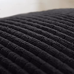 Deconovo Corduroy Throw Pillow Covers, Soft & Decorative Cushion Covers, Machine Washable, Set of 2 for Sofa, Couch, Bedroom & Living Room, Black, 20x20 Inch