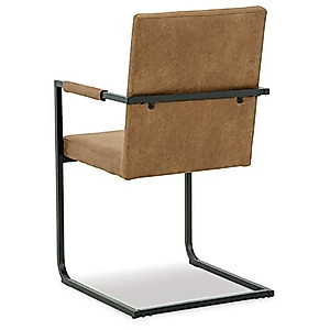 Signature Design by Ashley Strumford Modern Faux Leather Dining Upholstered Arm Chair, Set of 2, Light Brown & Black