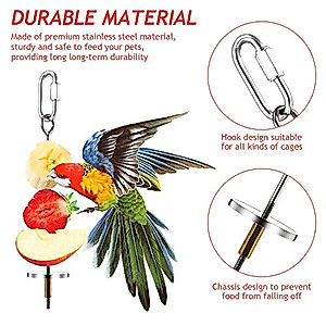 3PCS Bird Skewer Bird Food Holder Bird Feeders Stainless Steel Bird Parrot Skewer Small Animal Fruit Vegetable Holder Foraging Hanging Food Feeder for Parrots Cockatoo Cockatiel Cage (20, 16, 12 cm)