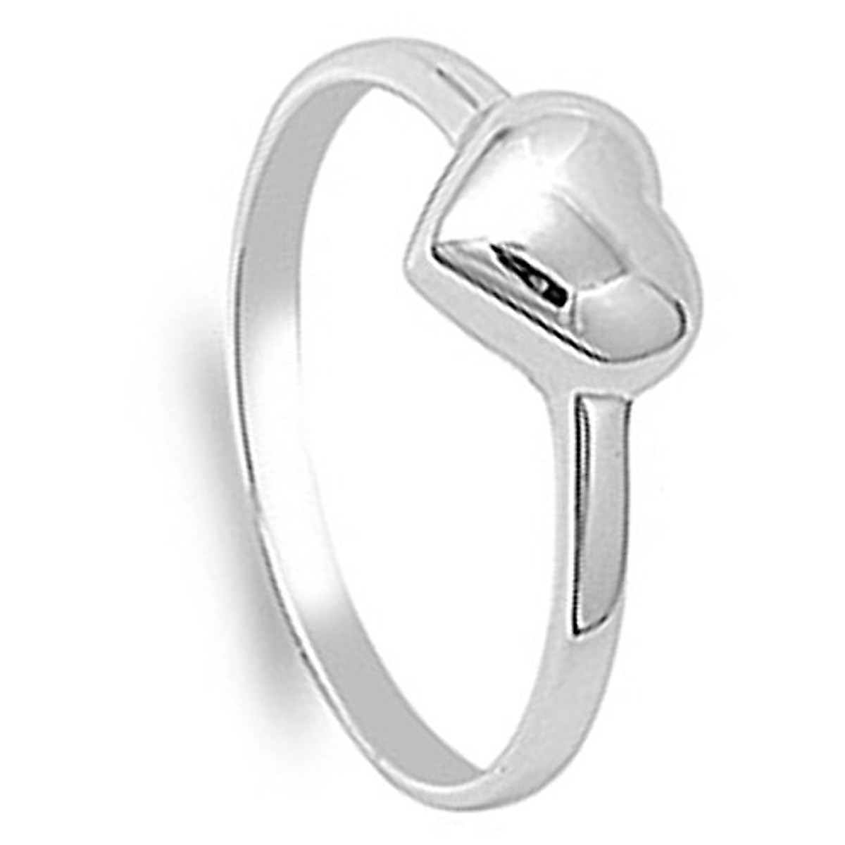 Sterling Silver Women's Plain Cute Heart Ring Promise 925 Band 7mm Size 6