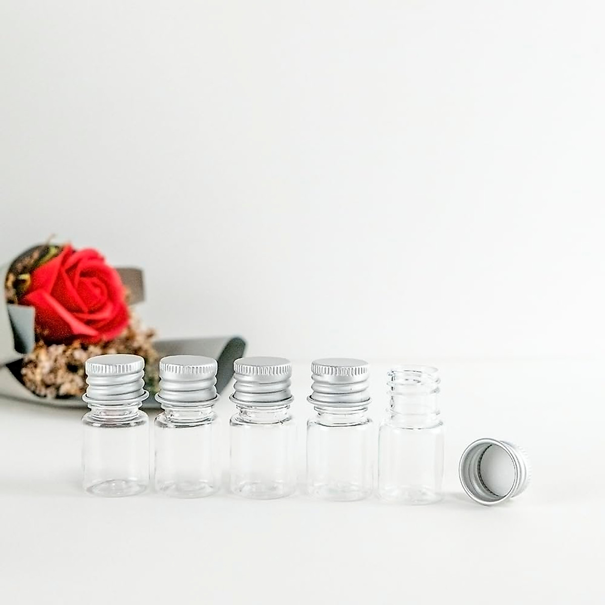 Jarvials 5ml Clear Plastic Bottle With Aluminium Screw Cap Empty Small Plastic Bottle with Screw Cap 100pcs