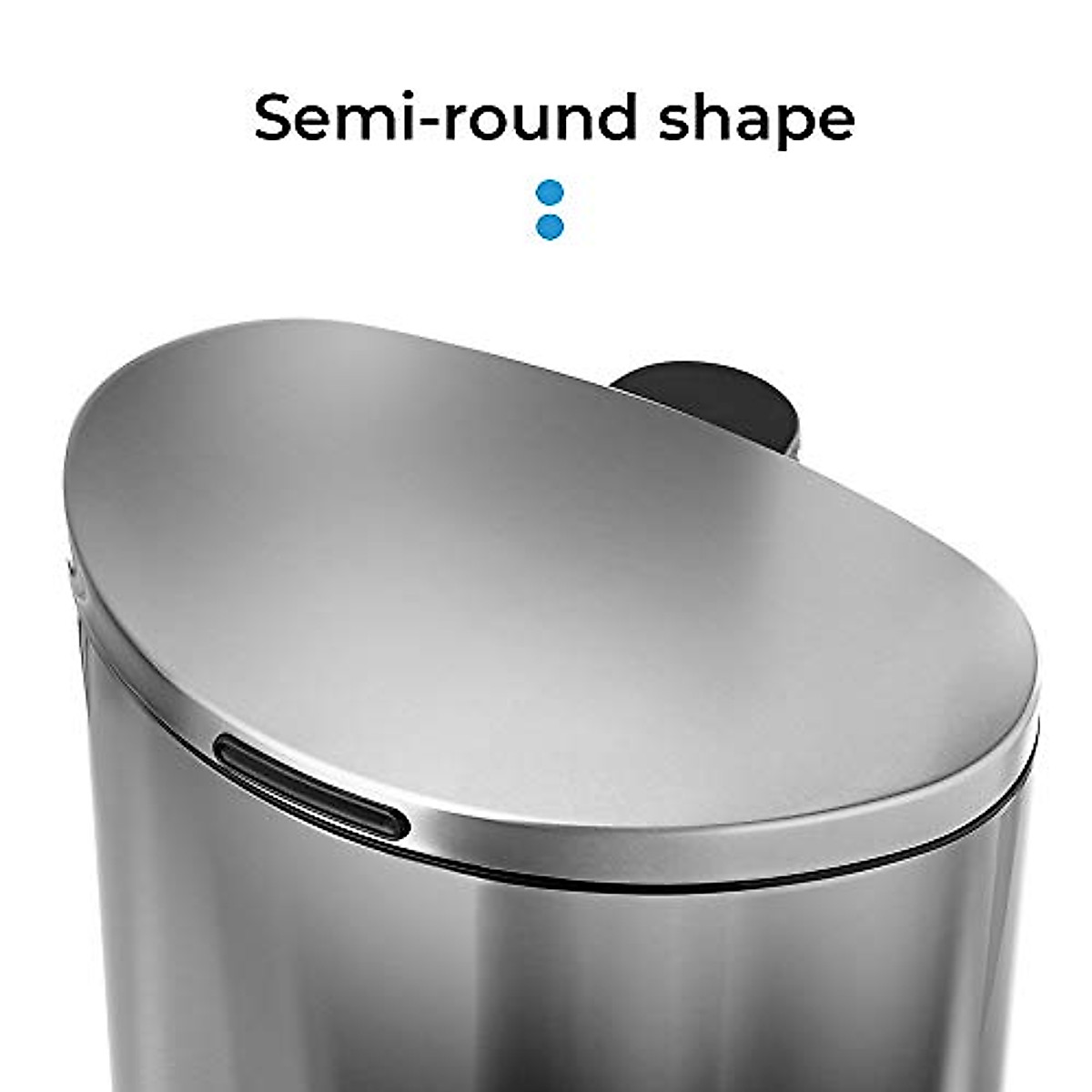 Home Zone Living 12 Gallon Kitchen Trash Can, Semi-Round Stainless Steel, Step Pedal, 45 Liter