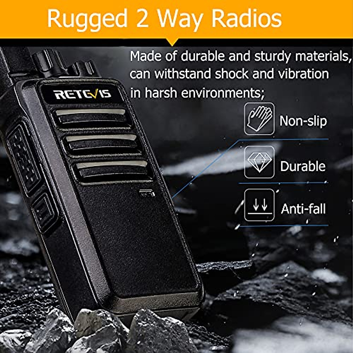 Retevis RT68 Walkie Talkies for Adults, 2 Way Radios Long Range, Hands Free, 1200mAh Battery, Portable Walkie Talkie Rechargeable with USB Charging Base, for Hunting Road Trip Hiking Family (4 Pack)