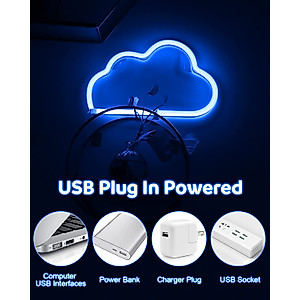 Aclorol Cloud Neon Signs Neon Light Sign for Wall Decor Battery/USB Powered Led Cloud Lights Blue for Aesthetic Room Dec, Bedroom, Kids Room, Living Room Party Wedding（Batteries Not Included)