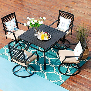 PHI VILLA Outdoor Swivel Chair Patio Furniture Sets with Arm Seat Cushion for Garden Backyard Rocker Chairs - 2 PC