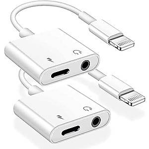 2Pack iPhone Headphone Adapter, 2 in 1 [Apple MFi Certified] Lightning to 3.5mm AUX Audio + Charger Splitter Dongle Headphone Adapter for iPhone 14 13 12 11 XS XR X 8 7 iPad Support All iOS