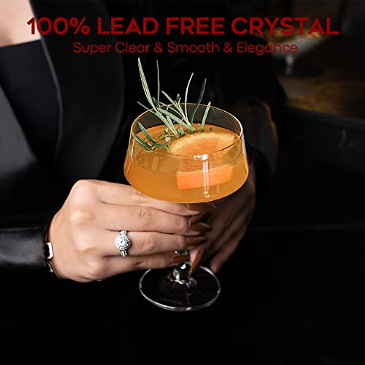 Chouggo Martini Glasses Set of 6, 8Oz Coupe Cocktail Glasses, Hand Blown Premium Crystal Cocktail Glass for Bar, Martini, Cosmopolitan, Manhattan
