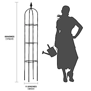 Lalahoni Garden Trellis for Climbing Plants Outdoor, 2 Pack 6ft Tall Plant Support Trellis for Potted Plants Climbing Vine Rose Clematis Outdoor Indoor Garden Obelisk Trellis, Lightweight, Black