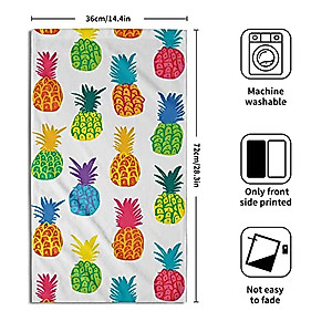 Giwawa Pineapple Fruit Soft Highly Absorbent Hand Towel 2 Pack,Tropic Summer Fruit Towels Multipurpose Bathroom Bath Kitchen 14.4 x 28.3 Inch Fingertip Towel,for Kitchen,Beach,Gym,Swim