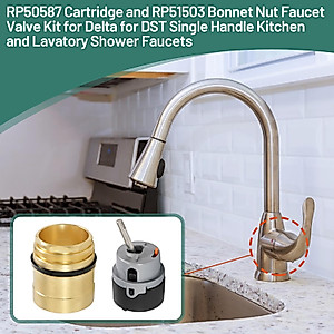 RP50587 Cartridge and RP51503 Bonnet Nut Faucet Valve Kit for Delta for DST Single Handle Kitchen and Lavatory Shower Faucets 36mm Motion Cartridge