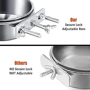 Food Grade Bird Feeder Bowl Cage Feeder, Quick Lock Cage Hanging Bowls for Small Animals and Birds-2 Packs