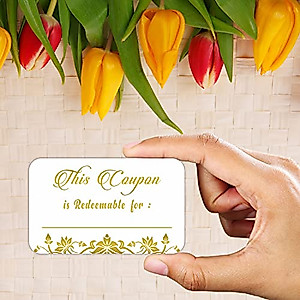 PARTH iMPEX 50 Coupon Cards - Gold Foil Stamping 3.5"x2" Blank Gift Certificates Redeem Vouchers