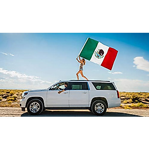 POZOY Deluxe 3x5 ft Mexican Flag for Outside, Double Sided MX Mexico Flags Longest Lasting, Heavy Duty Nylon, Sewn Stripes, Brass Grommets Perfect for Outdoors!