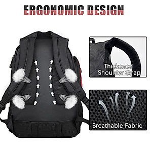 WOLT Professional Equestrian Backpack with Helmet Holder for Horse Riding, One Bag wih Multiple Compartments Carry All Accessories (NOT included), One Size Black+Red