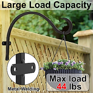 GameXcel Hanging Plant Bracket, 4PCS 12in Large Plant Hangers Outdoor Indoor Heavy-Duty Metal Wall Plant Hooks Plant Hanger with Screws for Home Decor Bird Feeders Lanterns Wind Chimes Decorative