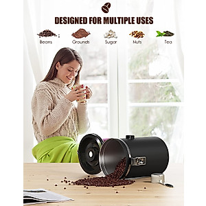 HAIOOU Airtight Coffee Canister, 22OZ Large Stainless Steel Coffee Bean Storage Container with Date Tracker, Measuring Scoop, 6Pcs CO2 Valves and Mini Tongs for Beans, Grounds, Sugar and more - Black