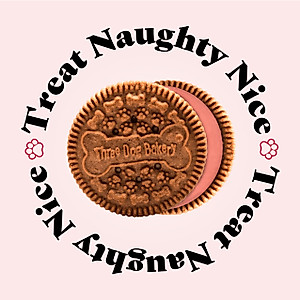 Three Dog Bakery Holiday Lick'n Crunch, Carob Cookie w/Red Crème, Vanilla Flavored Filling, Premium Treats for Dogs, 13 Ounces Each