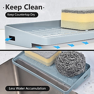 JOMOLA Sponge Holder for Kitchen Sink Sponge Tray 2-in-1 Plastic Scrubber Holder with Suction Cup for Kitchen Bathroom Laundry Black