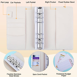 Bienbee Budget Binder, A6 Binder with Zipper Envelopes Money Organizer for Cash Budget Planner with Cash Envelopes for Saving for Girls Women, Golden Sun Moon