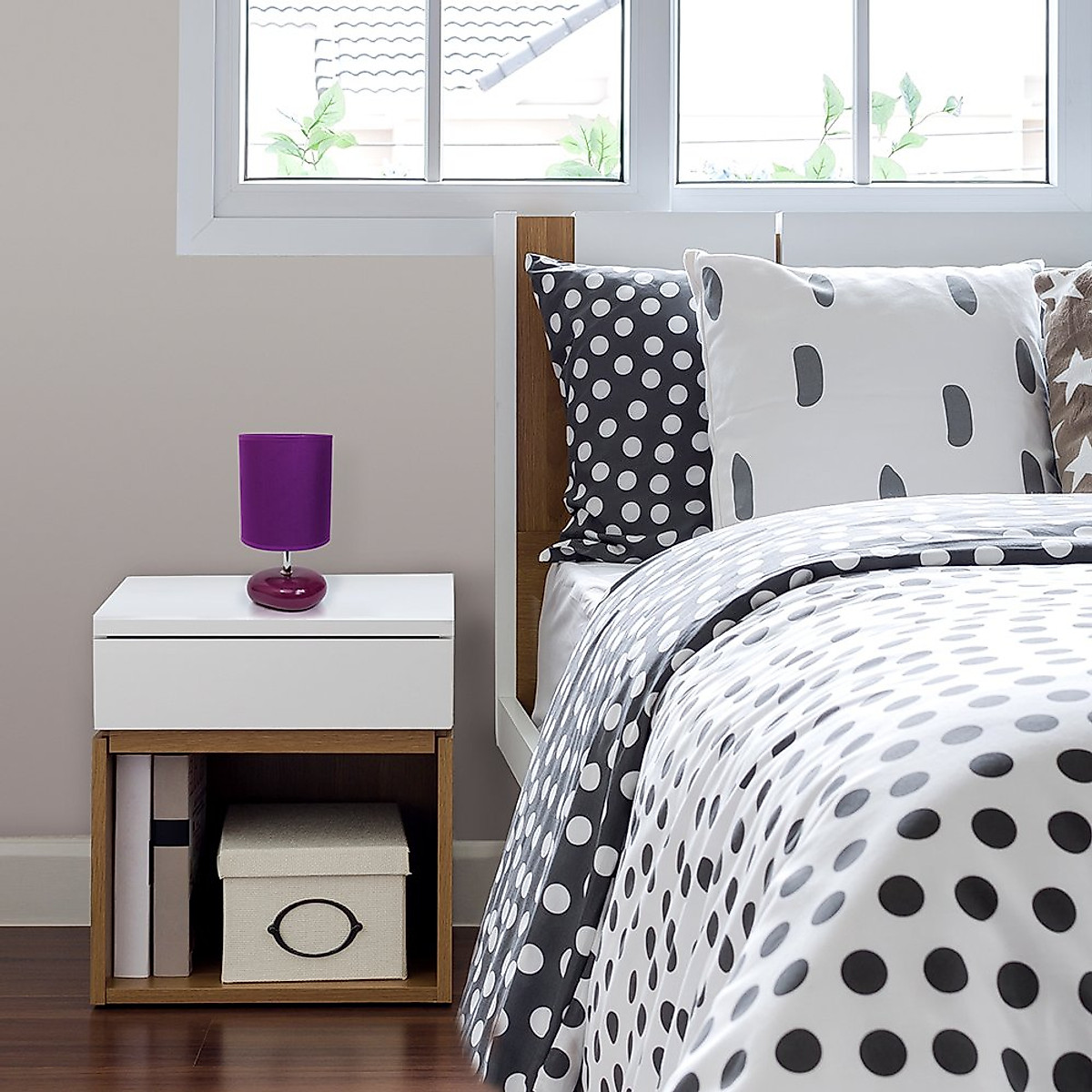 Simple Designs LT2005-PRP Stonies Small Stone Look Table Desk Bedside Lamp, Purple