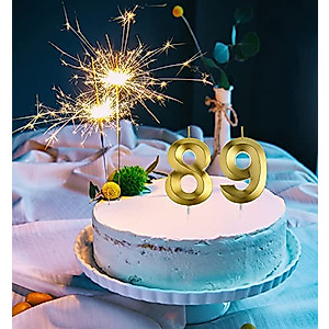 Gold 89th & 98th Birthday Candles,Gold Number 89 98 Cake Topper for Birthday Decorations Party Decoration